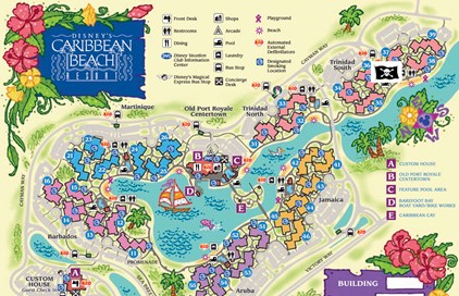 Caribbean Beach Resort Map | DisneyDayByDay